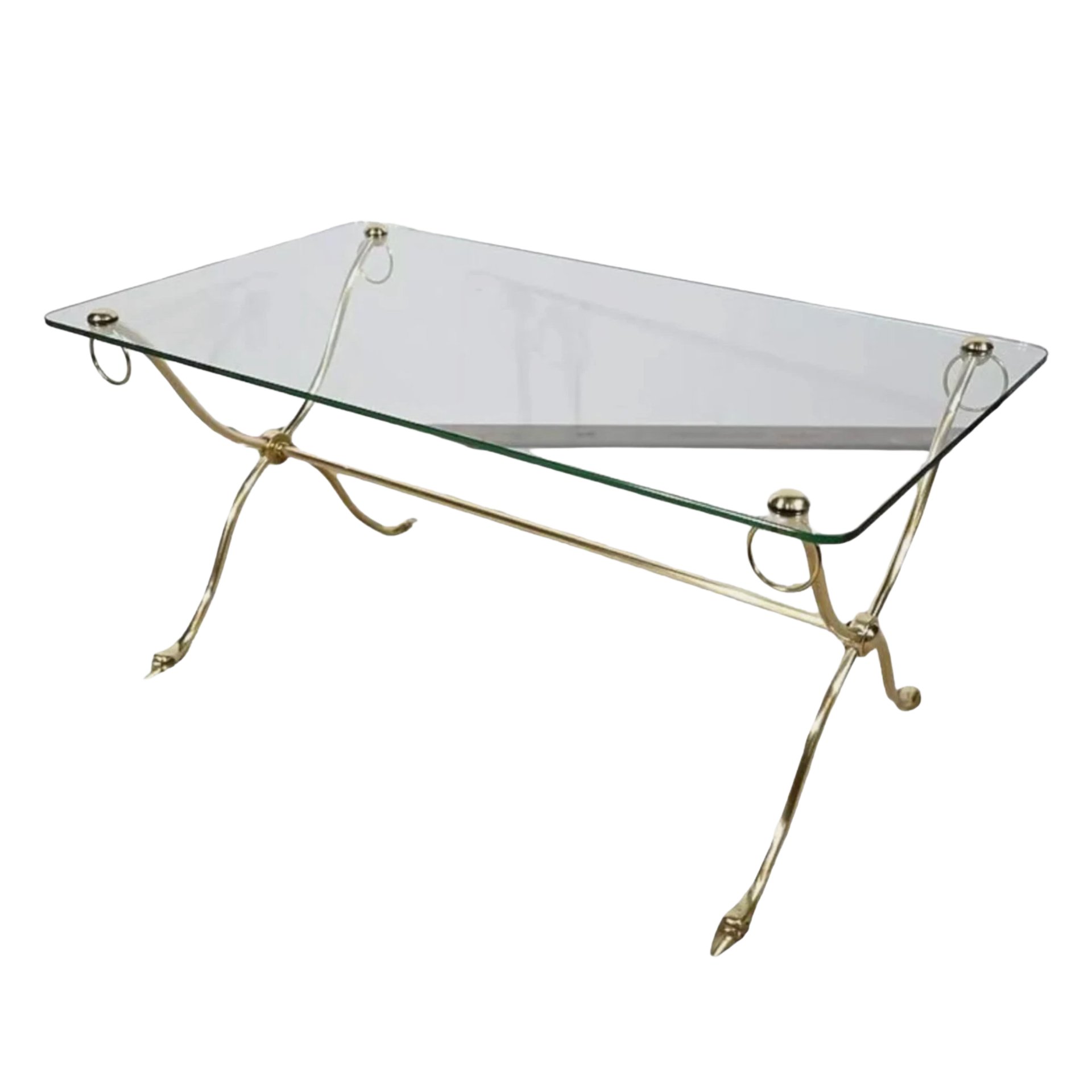 JANSEN gilt bronze coffee table, crossbar base ... | Antikeo
