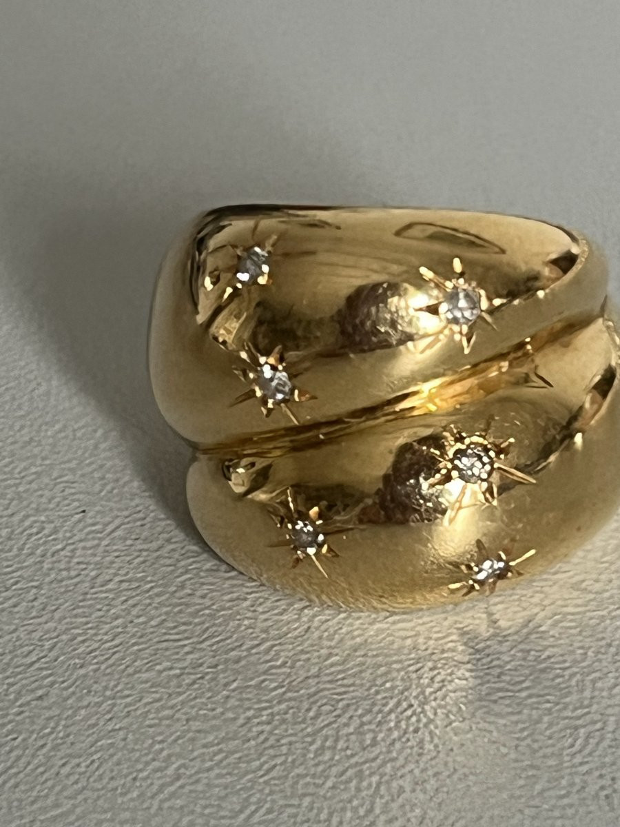 6828- Vintage Diamond Jonc Ring Star-Set - Rings | Antikeo