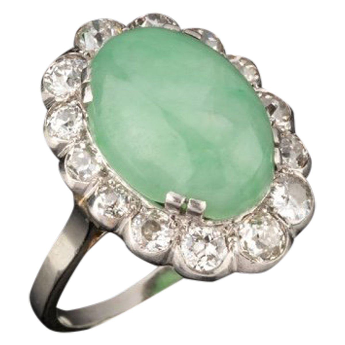 Art Deco Ring aus Jade und Diamant