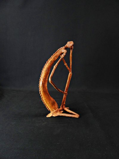 Dogon Nommo crocodile statue in bronze with bro... | Antikeo