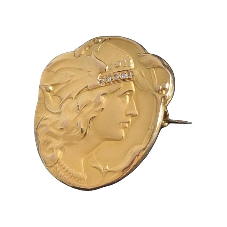 Antique Or 18k Broche Art Nouveau Signé BECKER ... | Antikeo