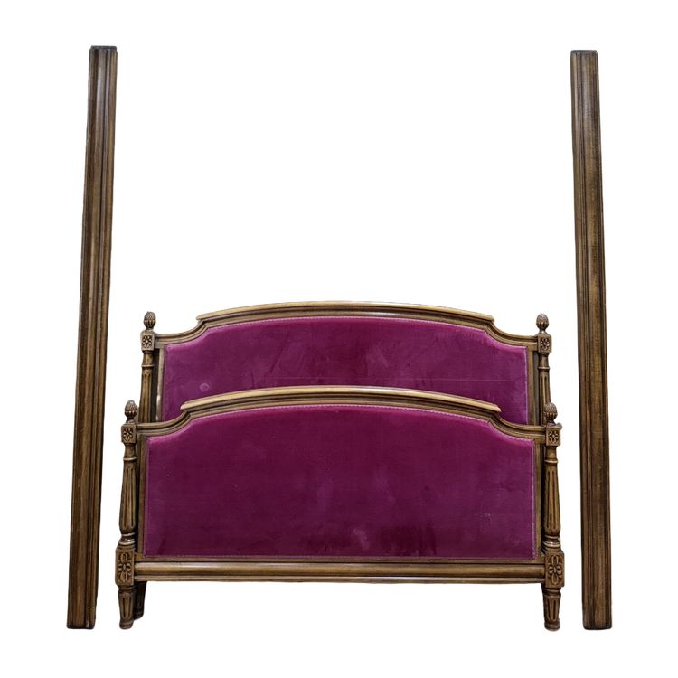 Louis XVI style padded velvet bed - Beds | Antikeo