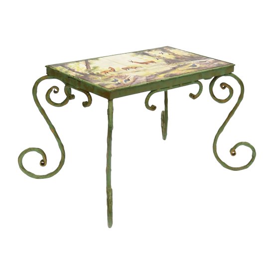 Table Basse En Fer Forgé Et Plateau En Carreaux Antikeo