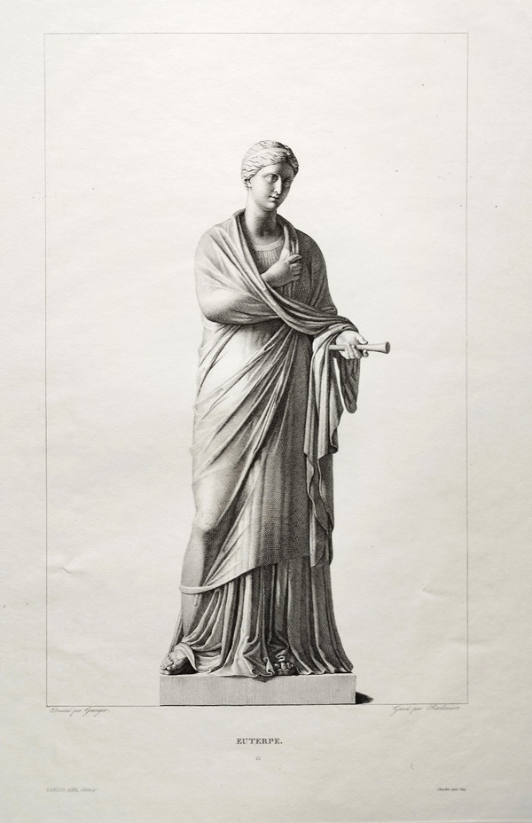 Mythological Engraving Euterpe Greek Goddess 1... | Antikeo